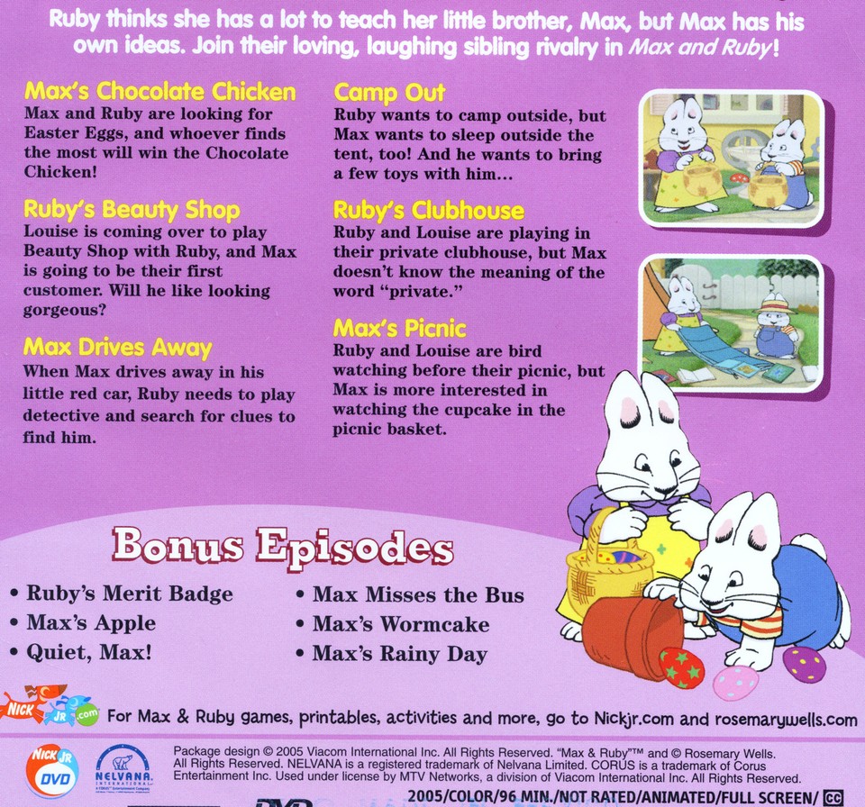 Springtime for Max & Ruby animated TV episodes, mint DVD Nick Jr. PBS ...