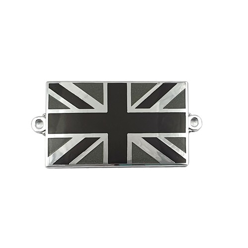 Black / Silver Union Jack Enamel Badge For Classic Cars Motor Bike ...