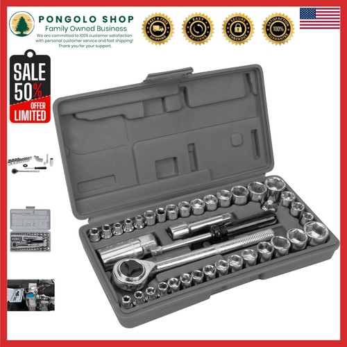 Professional-Grade 40-Pc Socket Set - Chrome Steel Construction ...