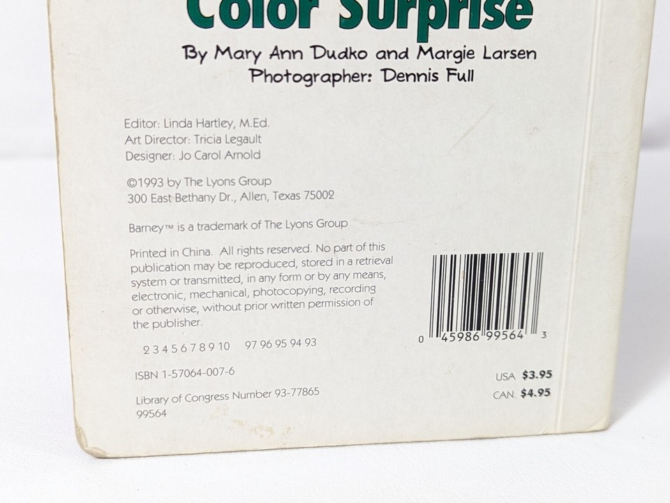 Barney's Color Surprise - Mary Ann Dudko, 1570640076, board book ...