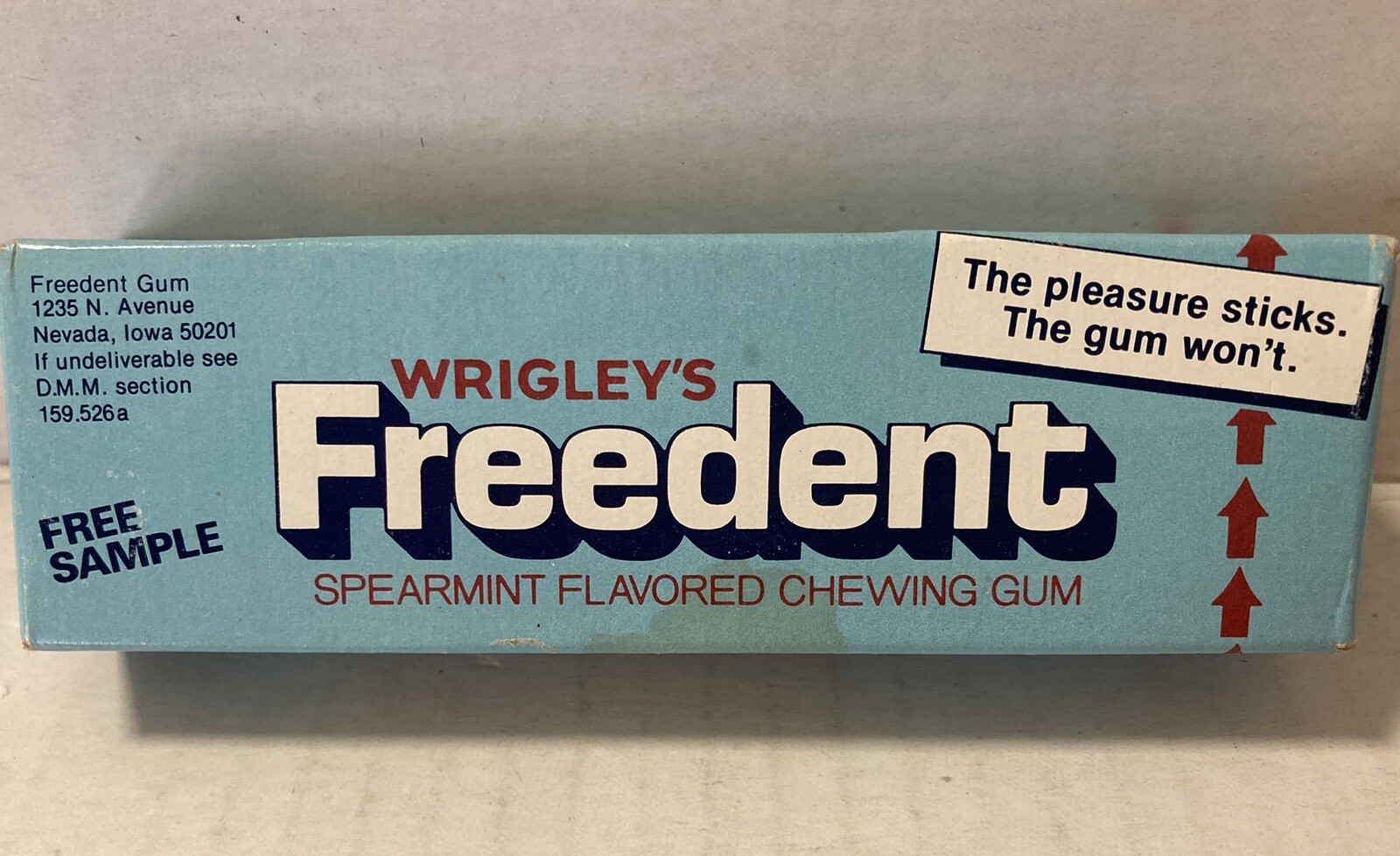 Vintage 1980's Wrigley's FREEDENT Spearmint Chewing Gum SAMPLE BOX-Full ...