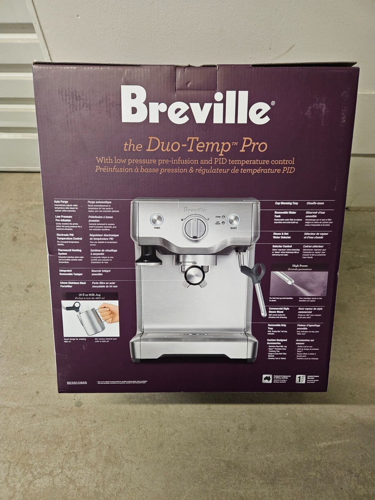 Breville Duo Temp Pro (BES810BSS) Espresso Machine Stainless Steel for ...