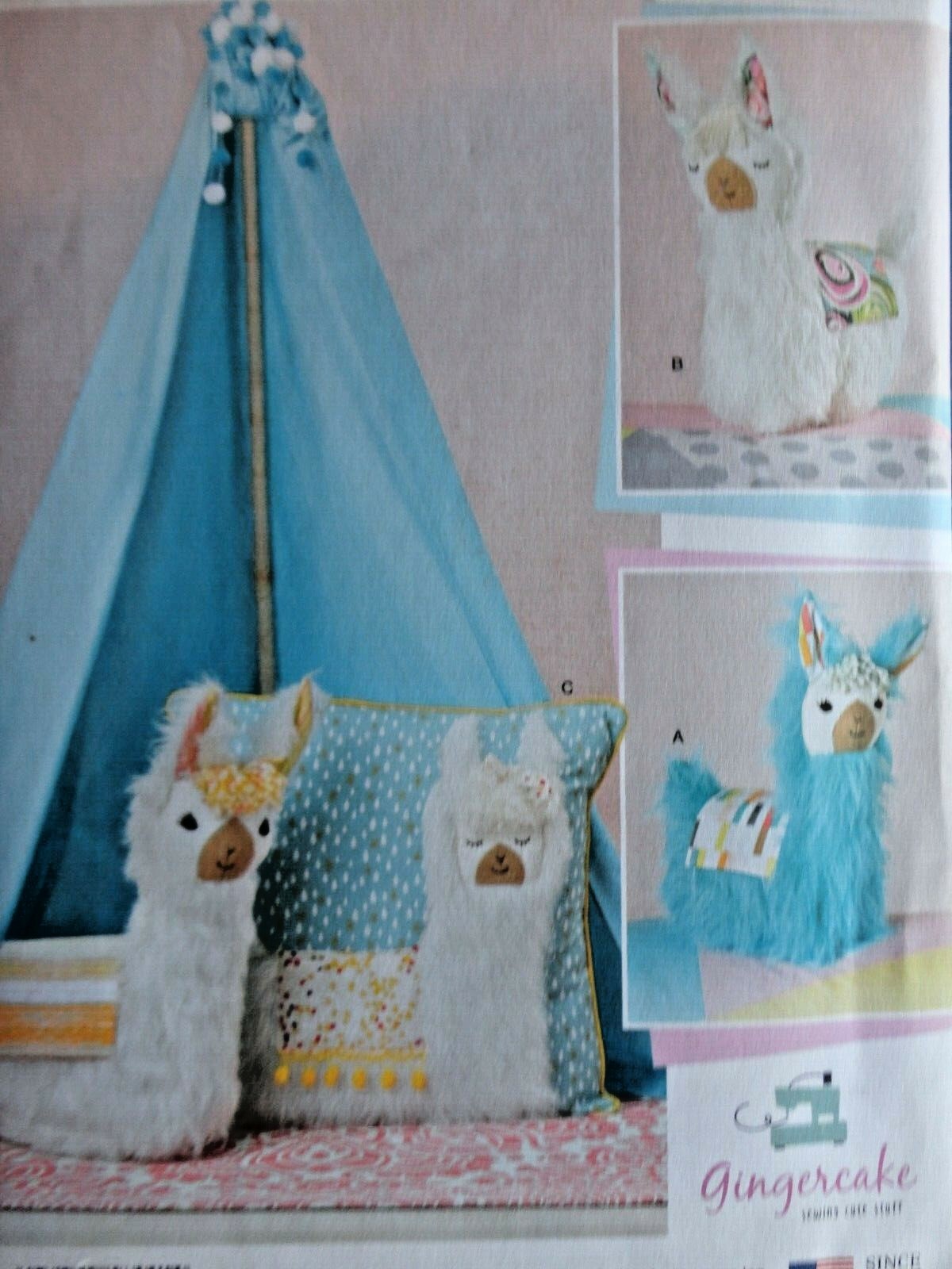 Simplicity Stuffed 17" Llamas & 15" Pillow Sewing Pattern # 8441 UNCUT ...
