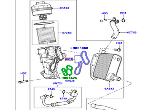 GENUINE LAND ROVER ENGINE OIL COOLER GASKET SET LR2 3.2L LR003968 ...