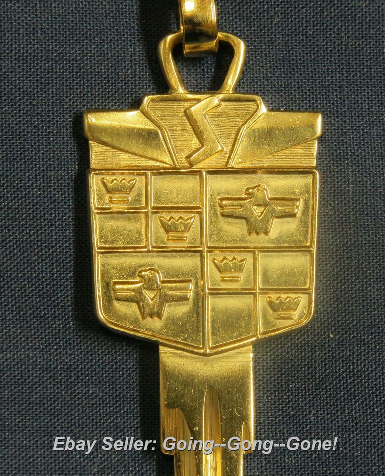STUDEBAKER GOLD CREST 24KT GOLD KEY BLANK & VTG KEY CHAIN 1931-1940 ...