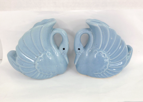 Vintage Swan Vase Pottery Set of 2 Small Swans Blue Swans Vases | eBay