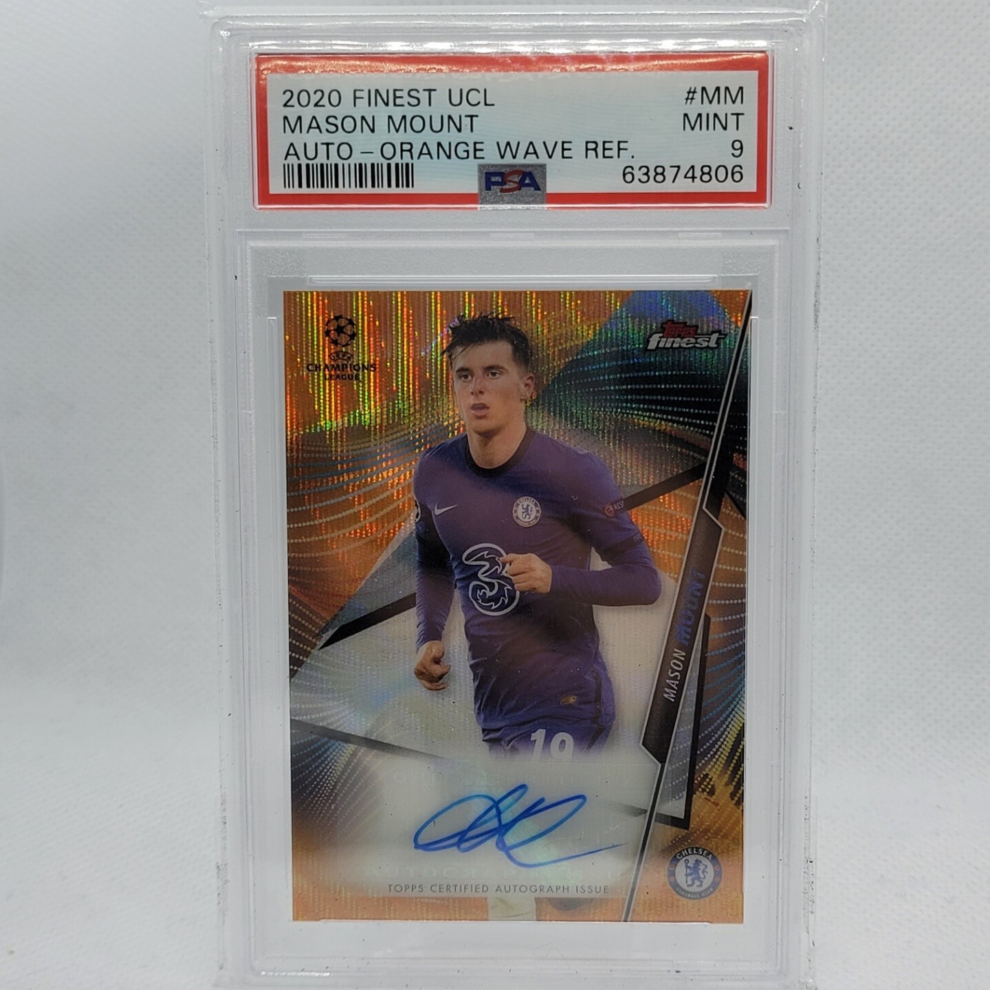 2020-21 Topps Finest UEFA Mason Mount Orange Wave Ref Auto /25 PSA 9 | eBay