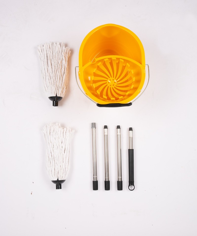 Mop and Bucket Set Floor Mops 16L Wringer Mopping Industrial Plastic ...