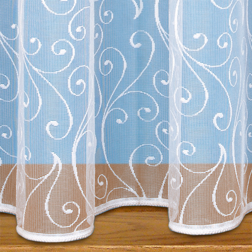 Net Curtains Scroll Design With Rod Slot & Weighted Base - Voile Net ...