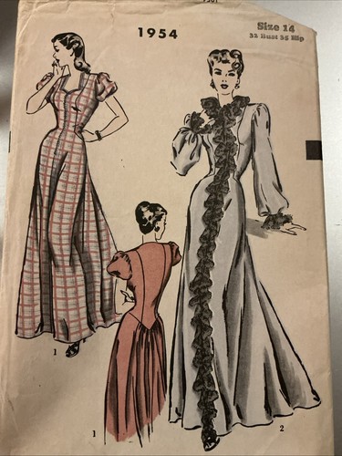 Vintage 1954 Hollywood Pattern Long Glamorous Housecoat Pattern 32 ...