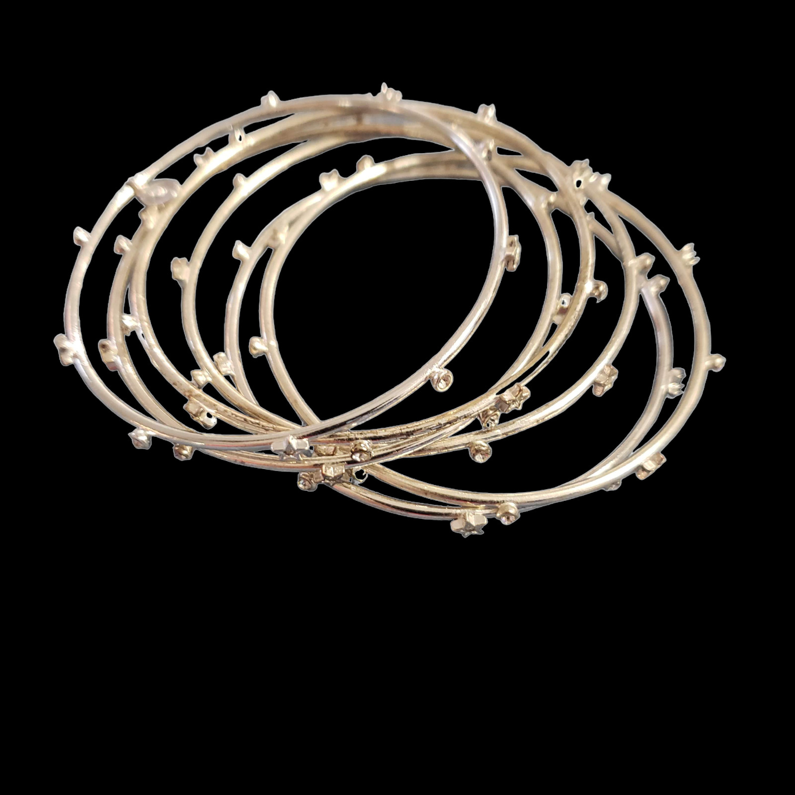 6 Stacking Stars & Rhinestones Bracelets Bangles Silv… - Gem