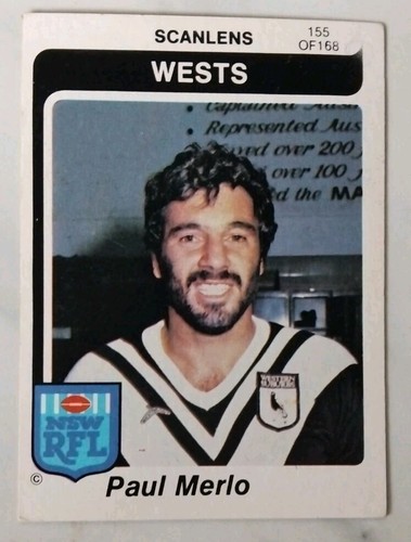 1980 SCANLENS RUGBY LEAGUE Paul Merlo Card #155 Wests Magpies | eBay