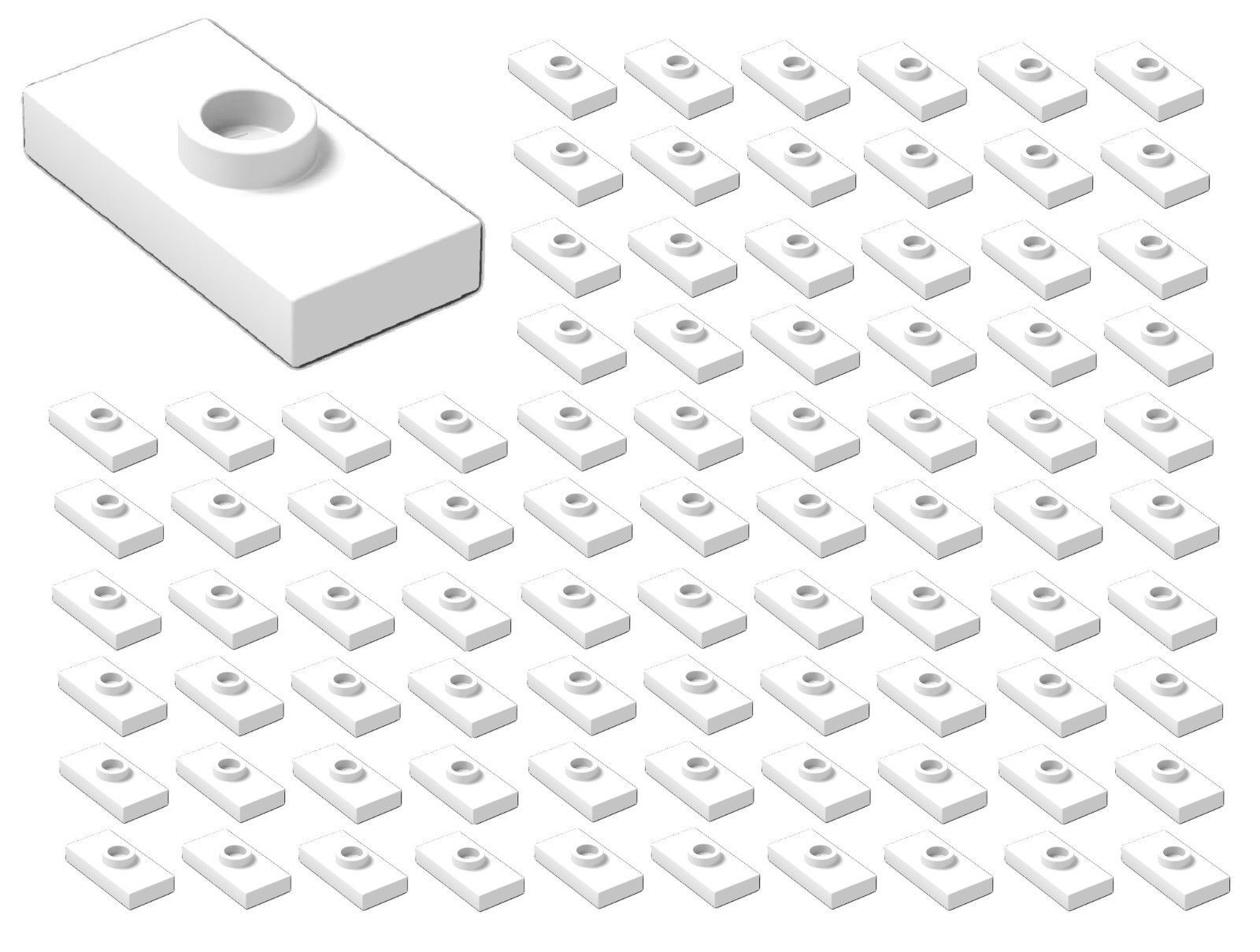 ☀️ LEGO 100x WHITE Plate Modified 1x2 Stud w/ Groove Bottom Stud Holder ...