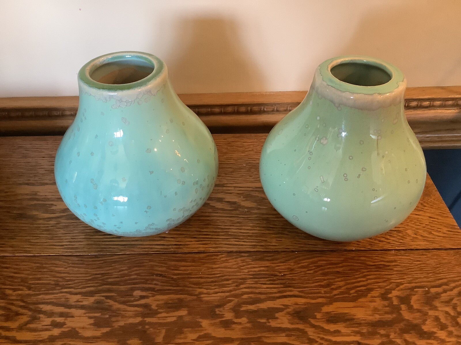 West Elm Small Green Vases (2) Small Opening Retro REDUCED FROM $37 | eBay