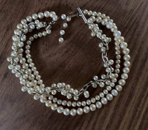 Three Rows of String Costume Vintage Jewelry Pearls | eBay