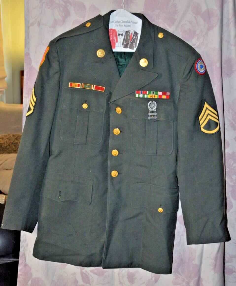 Vintage Vietnam Era US Army Dress Green Coat Jacket Military Uniform ...