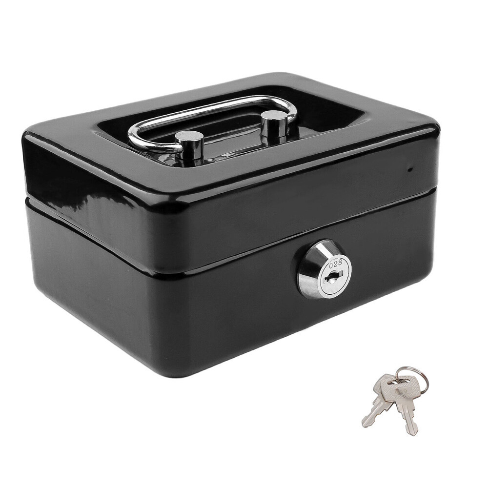 Mini Locking Steel Cash Lock Box with Keys Security Money Tray Double ...