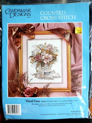 Candamar Designs (1991) "Floral Vase" Counted Cross Stitch | eBay