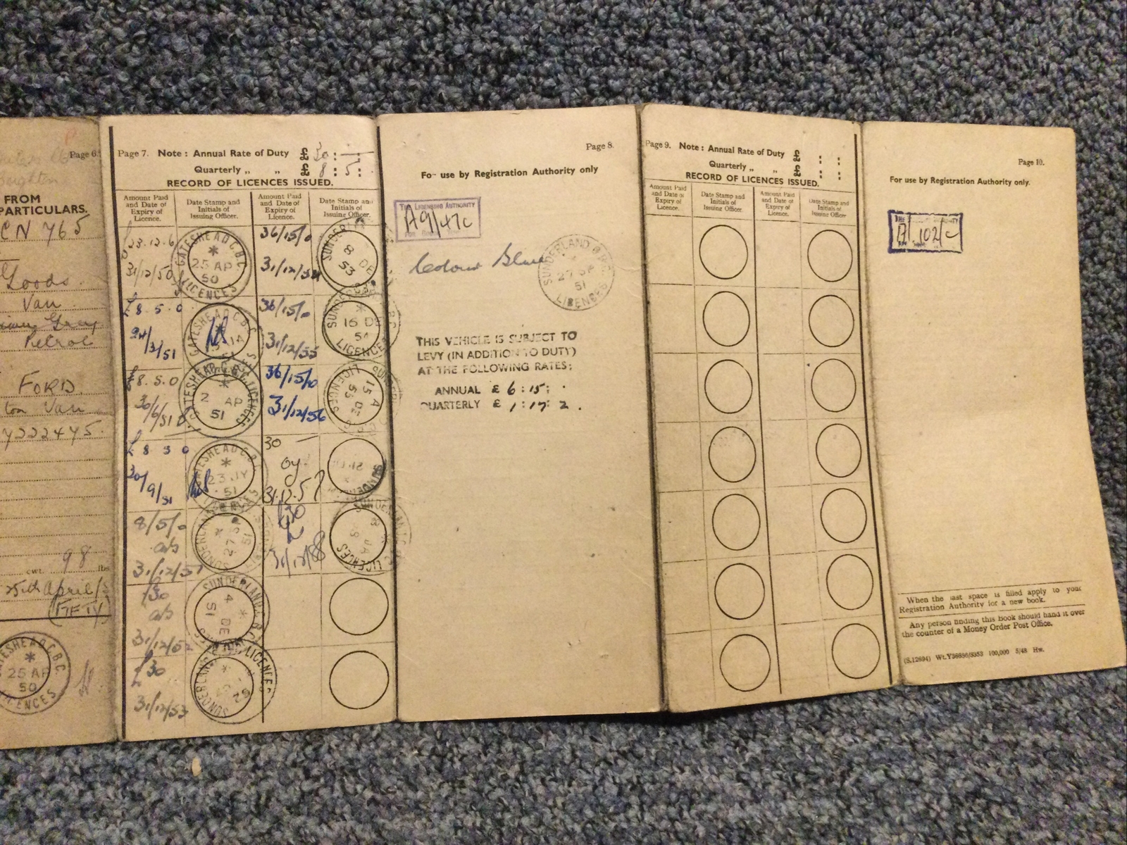 FORD VAN 2 TON 1950 CLASSIC VINTAGE RF60 LOGBOOK MEMORABILIA | eBay