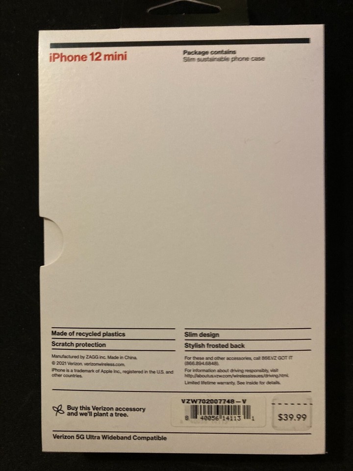 Verizon iPhone 12 Mini Slim Sustainable Slim Clear Case Eco Friendly ...