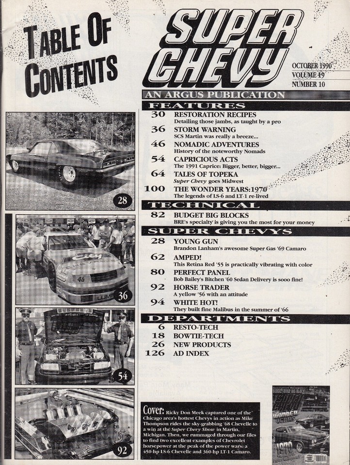 Super Chevy October 1990 - The Wonder Years 1970 / Budget Built Big ...