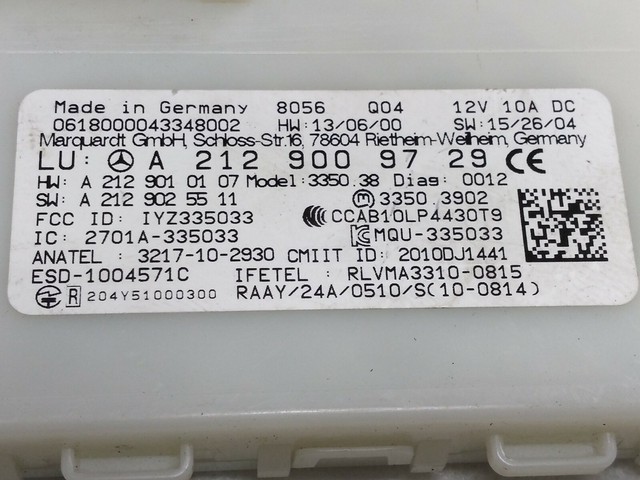 Original MERCEDES BENZ GLE W166 Keyless Entry Access Control Module ...