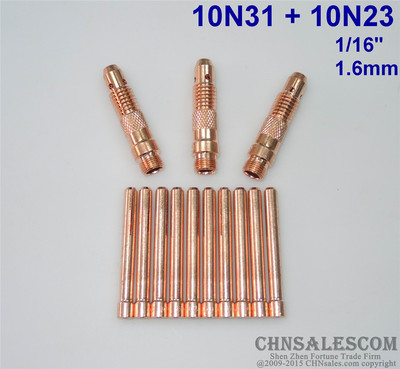 13 pcs 10N31 Collet Body and 10N23 Collet Tig Welding WP-17/18/26 1.6mm ...
