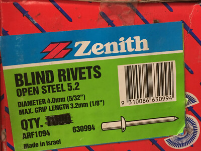x100 Zenith Open Steel 5.2 Blind Rivets | eBay Australia