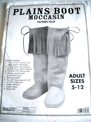 Plains Boot Moccasin Pattern Pack 6035-00 Adult Size 5-12 Tandy Leather ...