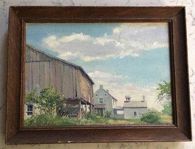 VINTAGE ADELAIDE MOTT MCCONNELL LISTED ARTIST PAINTING BARN FARMSTEAD ...