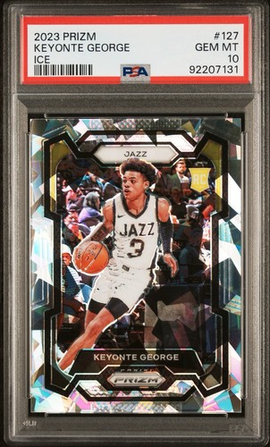 Keyonte George 2023-24 Panini Prizm Silver Ice Rookie RC #127 Jazz PSA ...