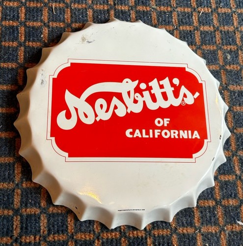 1950s Old NESBITT’S OF CALIFORNIA Orange Soda Metal Pop Bottle Cap Sign ...