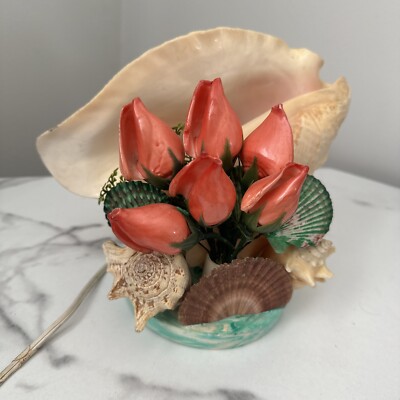 Vintage Seaworld Vintage Conch Shell Lamp Seashell Roses | eBay