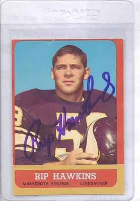 Rip Hawkins 1963 Topps #106 Autographed Football Card Minnesota Vikings ...