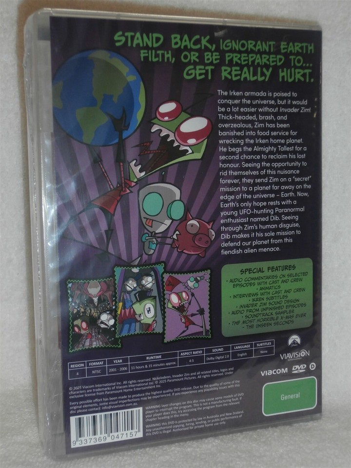 Invader Zim: The Complete Series (DVD, 2025, 7-Disc) NEW animated sci ...