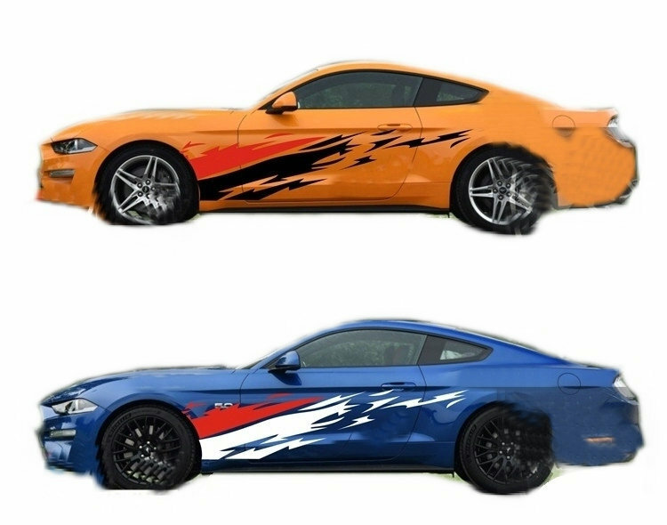 Graphic Racing Stripe Decal Kit For Ford Mustang GT Side Door Vinyl Car ...