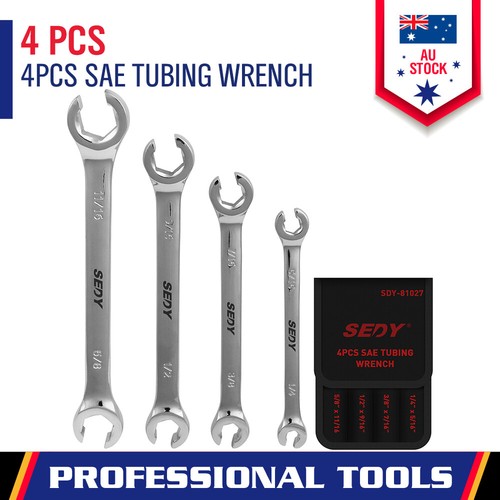4-Piece Flare Nut Spanner Set SAE Brake Line Wrench Offset Head ...