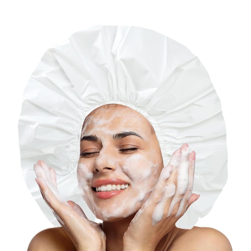 Super Jumbo Shower Cap 2 PCS Waterproof Shower Caps for Women Extra ...
