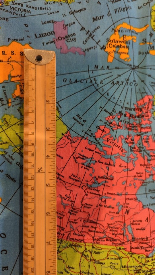 Cotton Fabric Little Johnny Extra Wide Retro Globe Map Kids craft ...