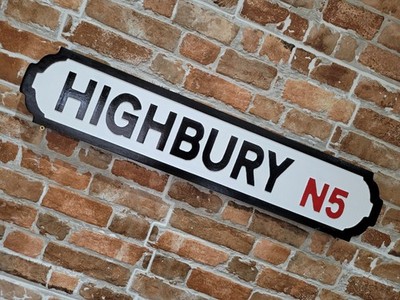 Highbury Old Wood London Football Vintage Street Sign Arsenal Holloway ...