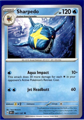 Sharpedo - 047/197 - Uncommon - Pokemon Obsidian Flames | eBay