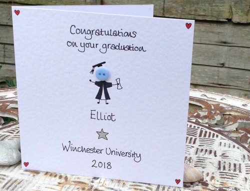 Personalised Handmade button Congratulations Graduation card boy son ...