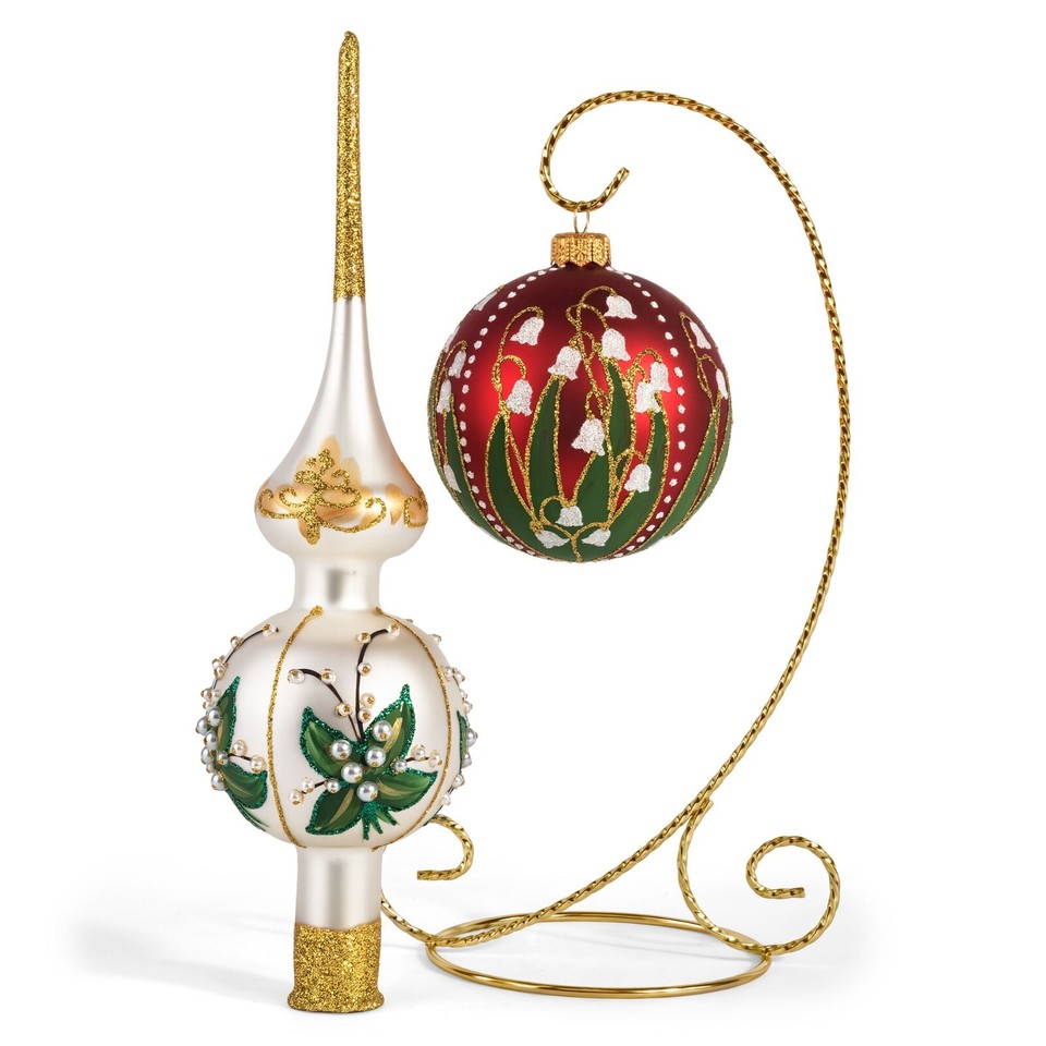 Red Lily of the Valley Christmas Glass Ball Ornament Bauble Made in ...