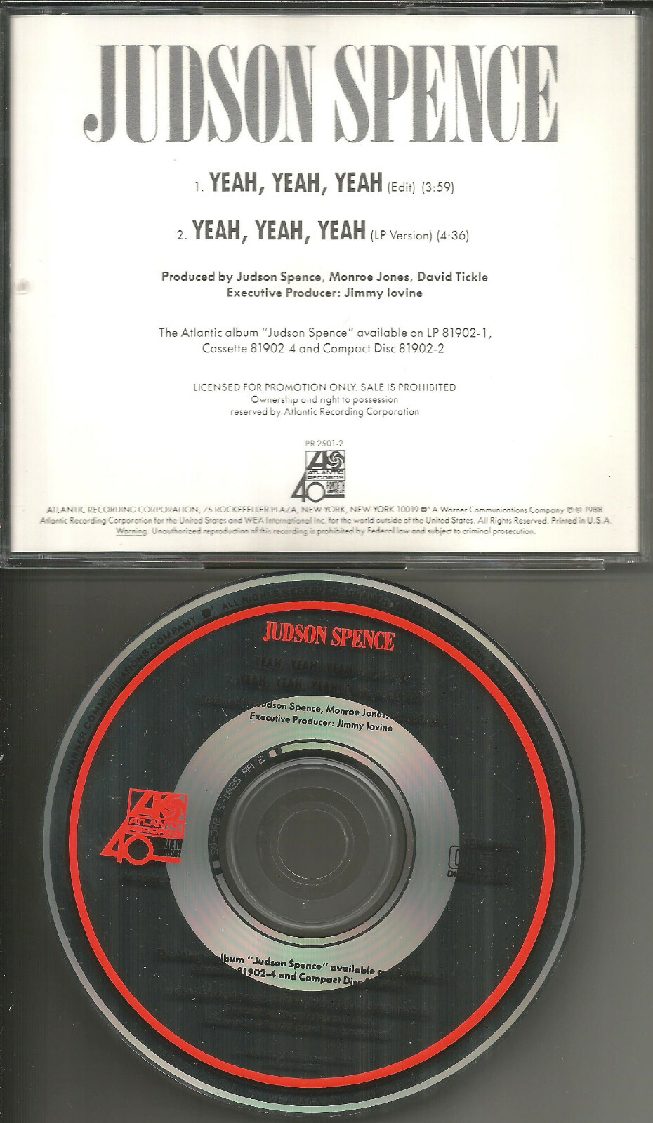 JUDSON SPENCE Yeah Yeah Yeah w/ RARE EDIT PROMO Radio DJ CD Single 1998 ...