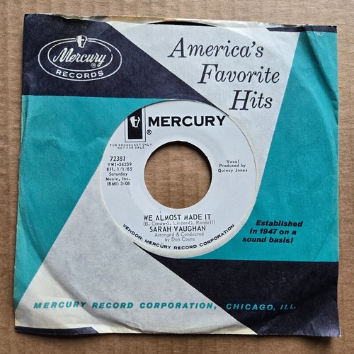 SARAH VAUGHAN The Other Half Of Me/We Almost Made It 45 Record Vinyl ...