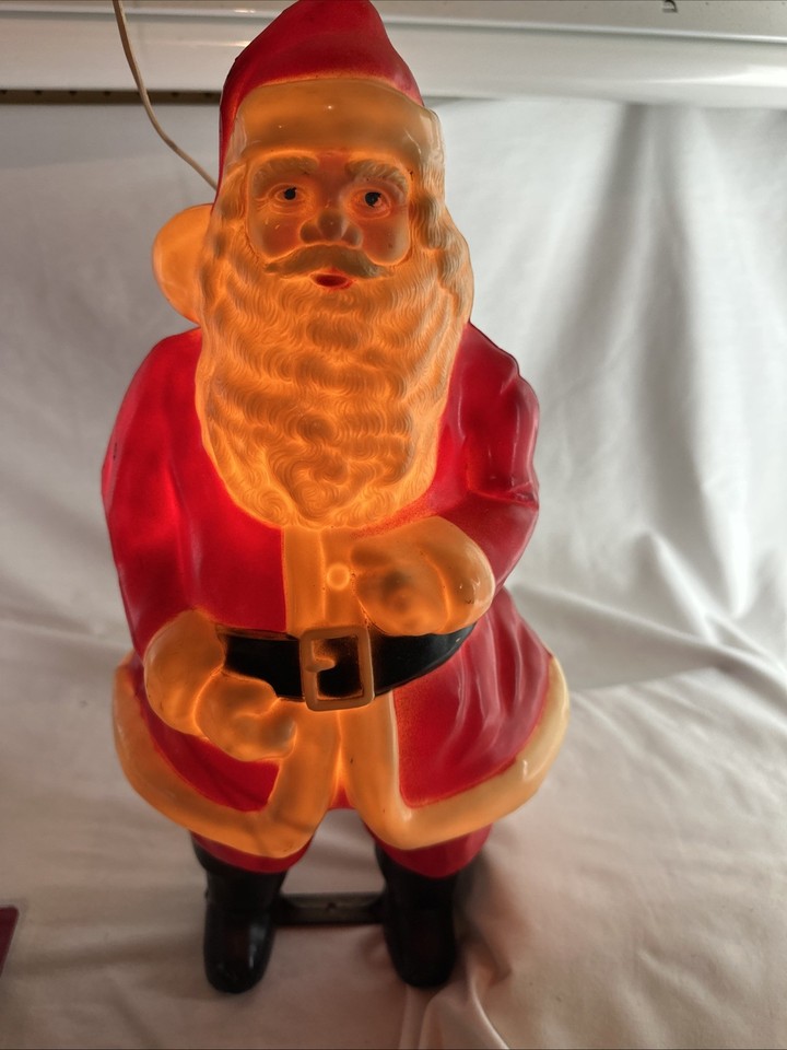 Vtg Santa Mold- Hard Plastic Light Up Santa Decoration 17" Works See ...