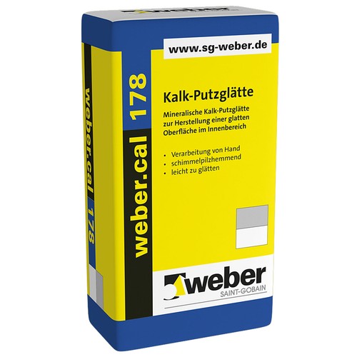 weber.cal 178 Kalk-Putzglätte naturweiß Kalkglätte Wandglätte Innenbereich 25 kg 4011361119214 ...