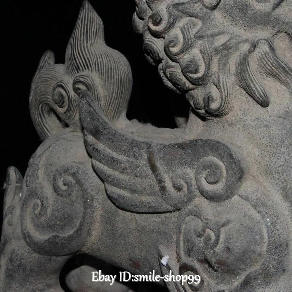 Chinese Old Soild Bronze Feng Shui Dragon Pixiu Unicorn Fly Beast ...