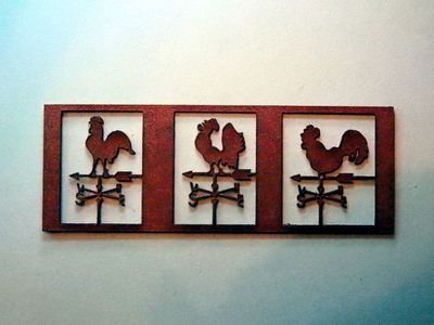 3 HO Scale Rooster Weathervanes Laser Board Construction Laser Cut ...