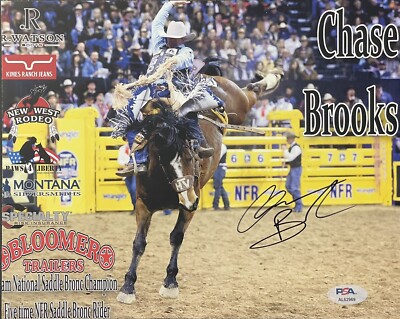 Chase Brooks Signed NFR Wrangler Rodeo 8x10 Photo Saddle Bronc Rider ...